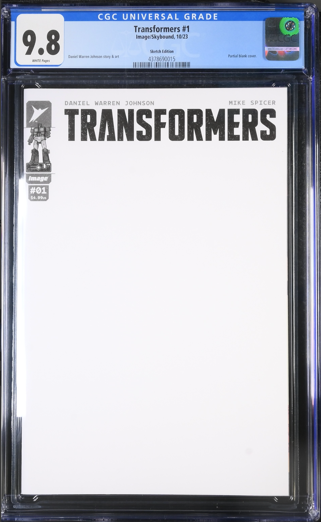 Transformers #1 - Cover I - Blank Sketch Variant CGC 9.8